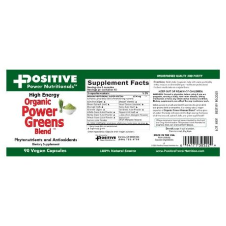 Organic Power Greens Blend™- (90 capsules) – Positive Power Nutrition
